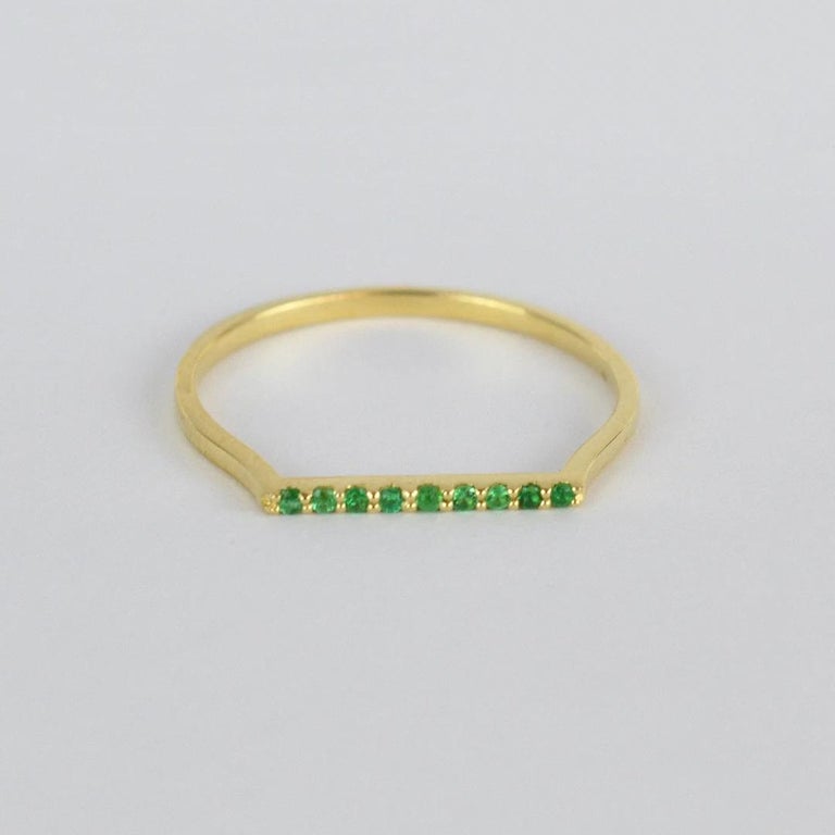 Customizable 14k Gold Natural Emerald Ring Thin Emerald Stacking Ring ...