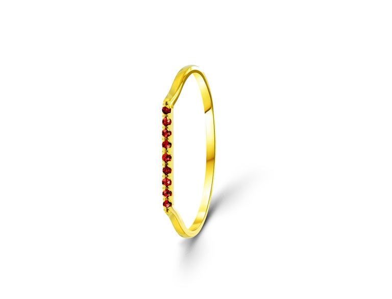 Customizable 14k Gold Natural Ruby Ring Thin Bar Stacking Ring For Sale ...
