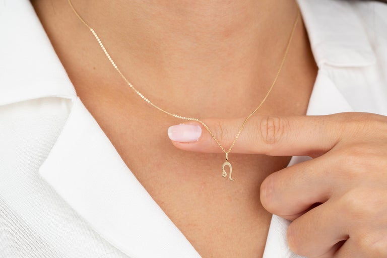 14k Gold Necklace Leo Sign Symbol Zodiac Collection Necklace For Sale ...