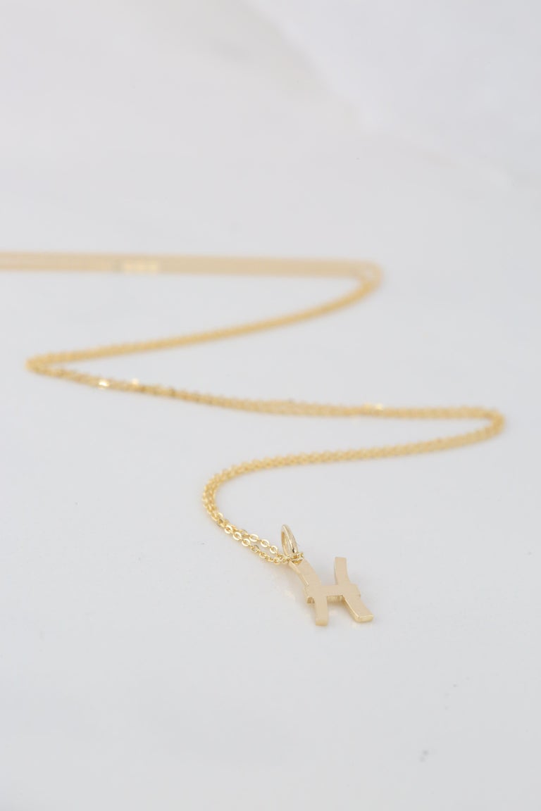 14k Gold Necklace Pisces Sign Symbol Zodiac Collection Necklace For ...