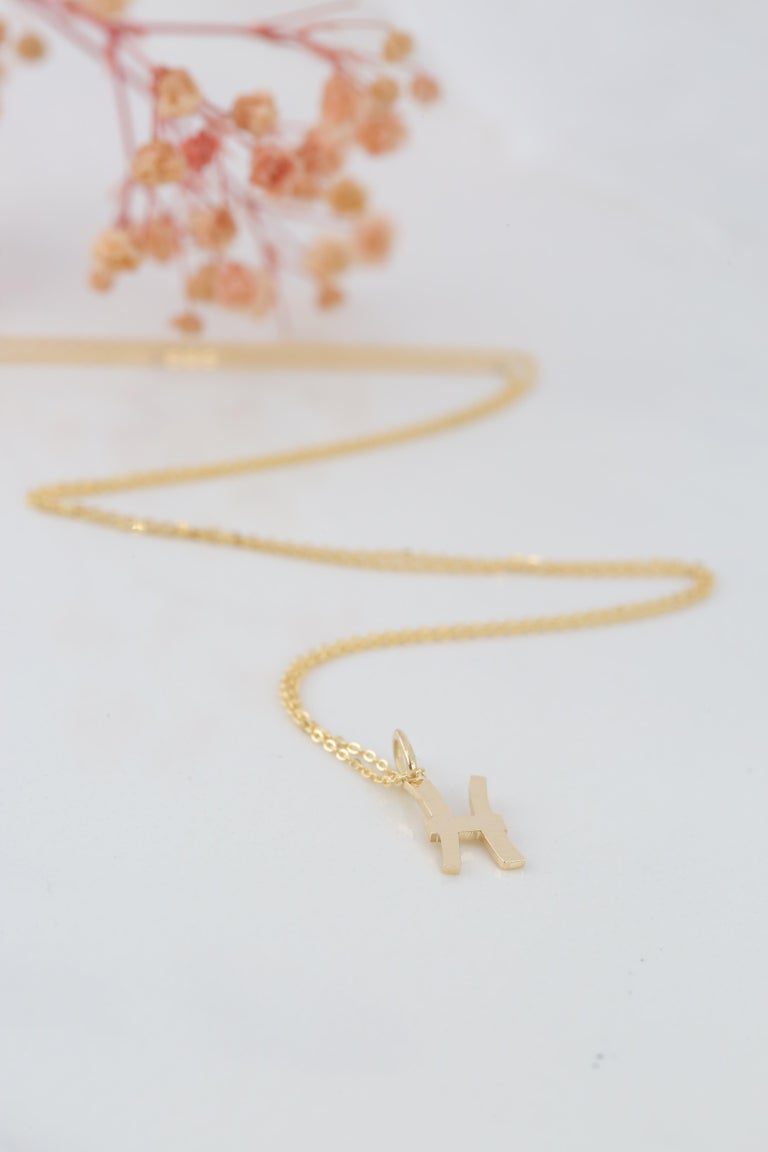 14k Gold Necklace Pisces Sign Symbol Zodiac Collection Necklace For ...