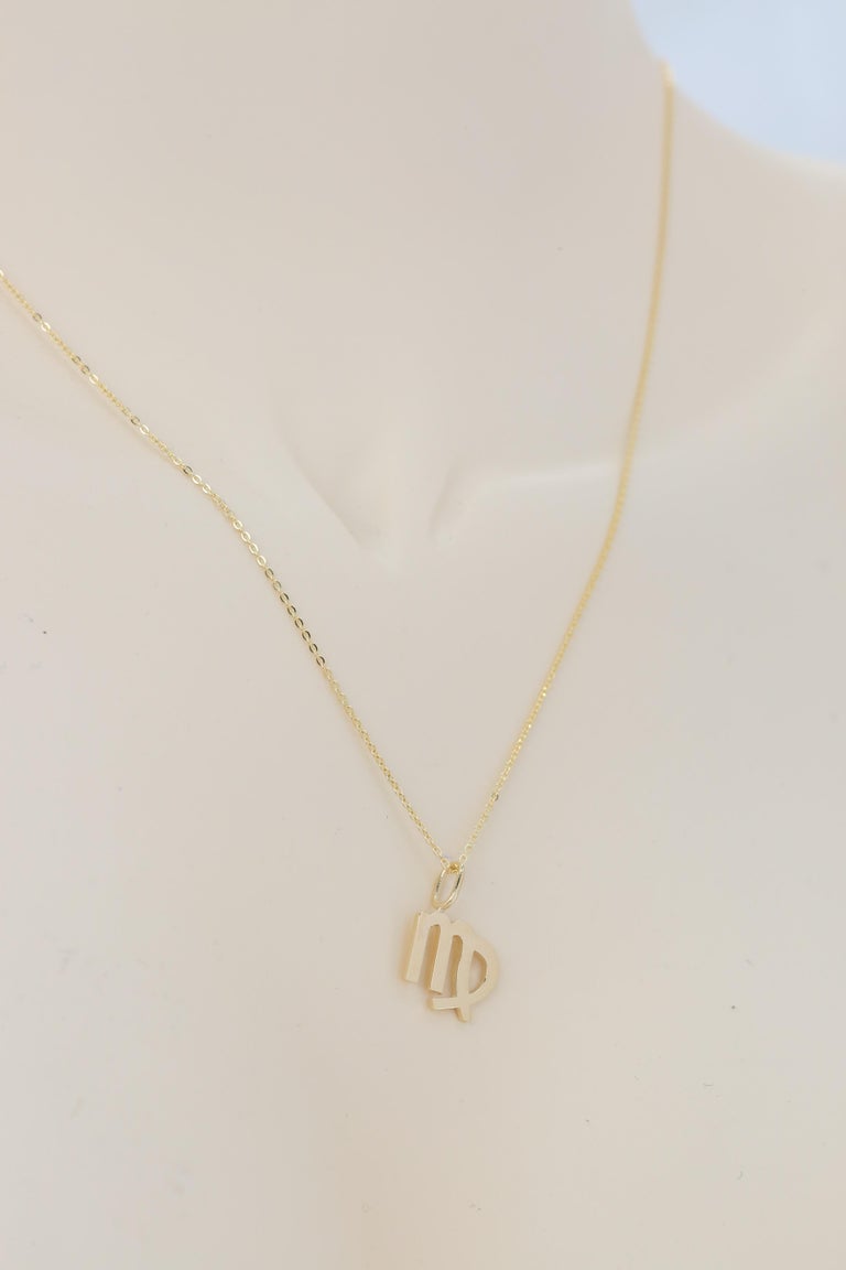 14k Gold Necklace Virgo Sign Symbol Horoscope Collection Necklace For ...