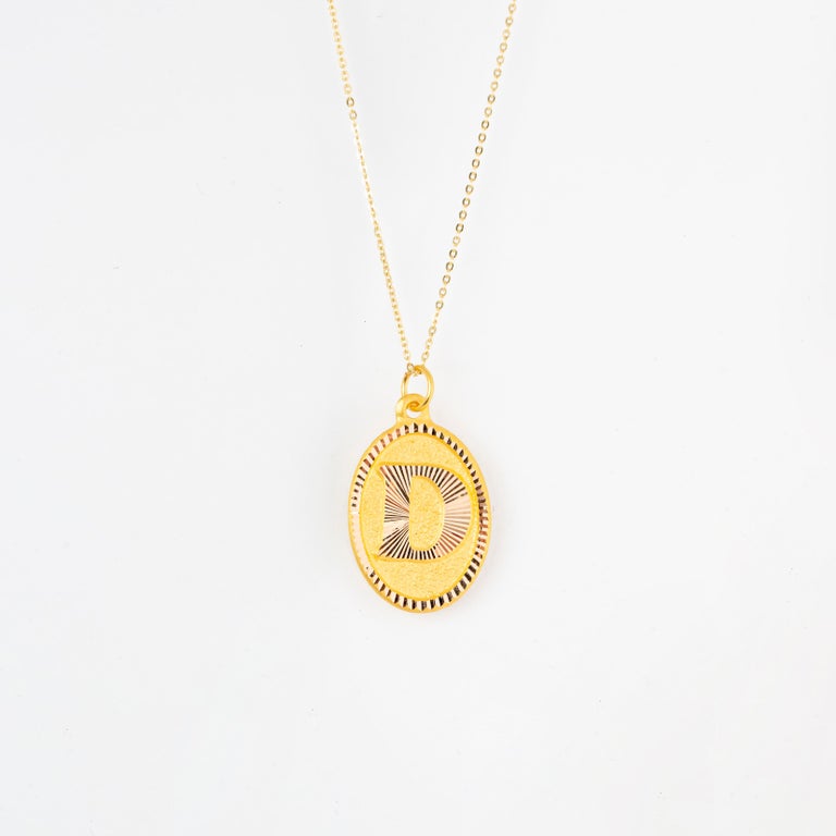 14k Gold Necklaces, Letter Necklace Models, Letter D Gold Necklace-Gift ...