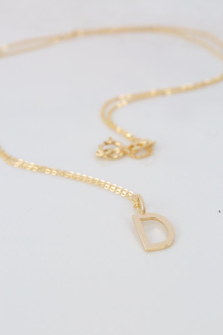 14k Gold Necklaces, Letter Necklace Models, Letter D Gold Necklace-Gift ...
