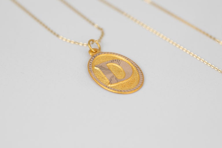 14k Gold Necklaces, Letter Necklace Models, Letter D Gold Necklace-Gift ...