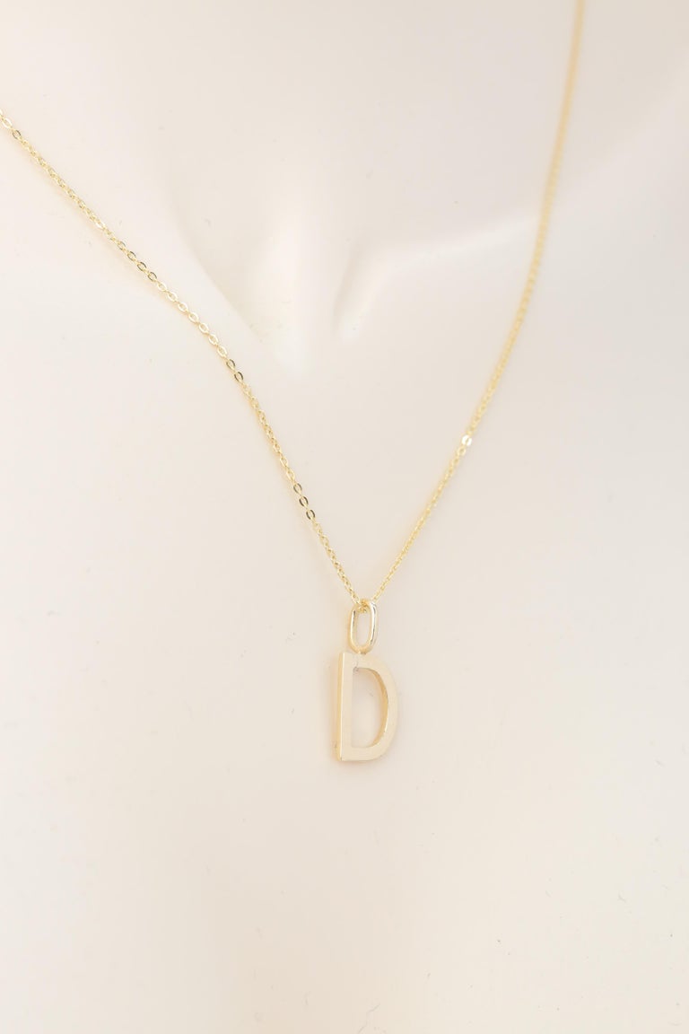 14k Gold Necklaces, Letter Necklace Models, Letter D Gold Necklace-Gift ...