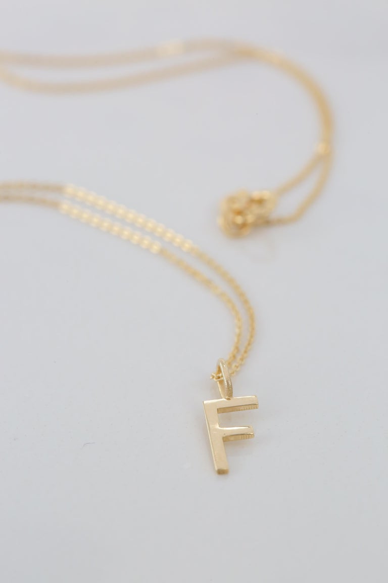 14k Gold Necklaces, Letter Necklace Models, Letter F Gold Necklace-Gift ...