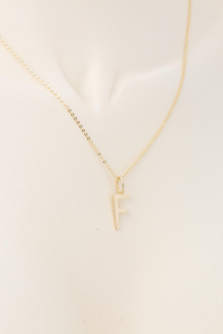 14k Gold Necklaces, Letter Necklace Models, Letter F Gold Necklace-Gift ...