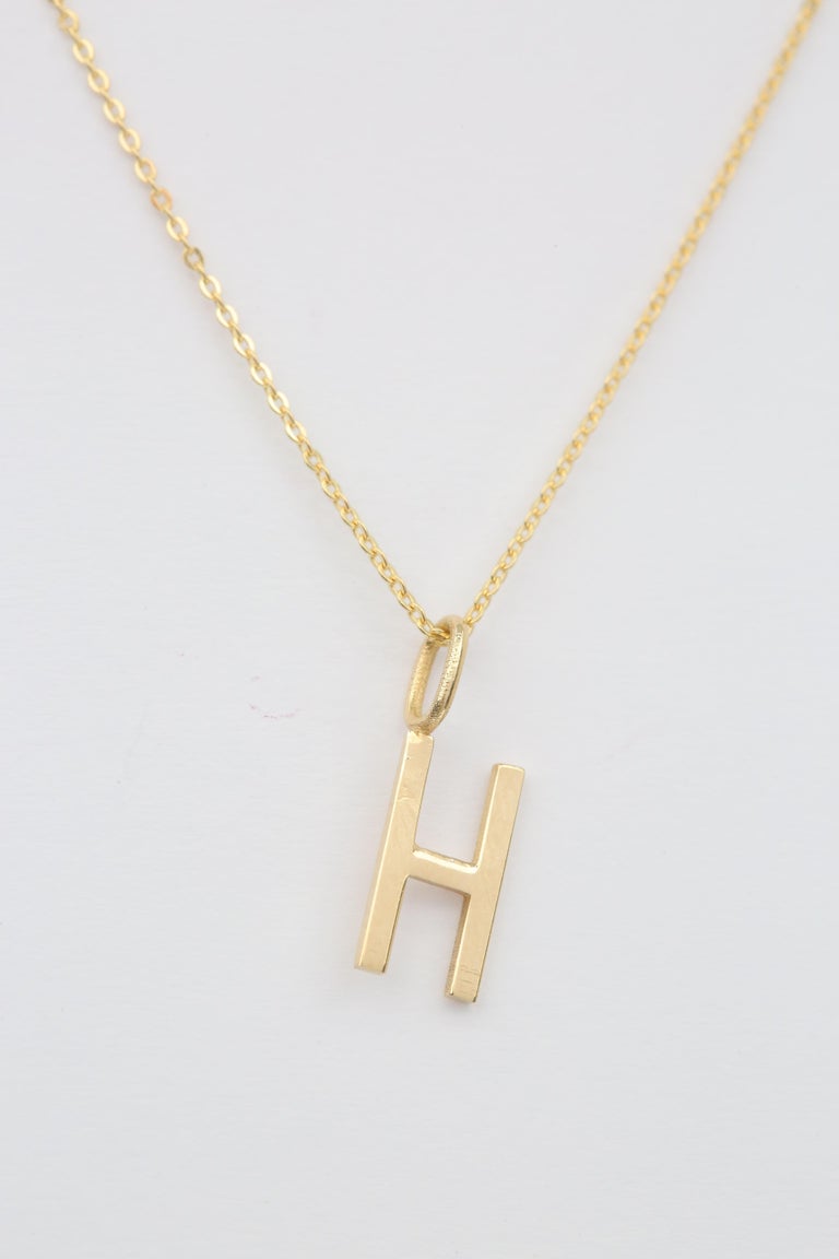 14k Gold Necklaces, Letter Necklace Models, Letter H Gold Necklace-Gift ...