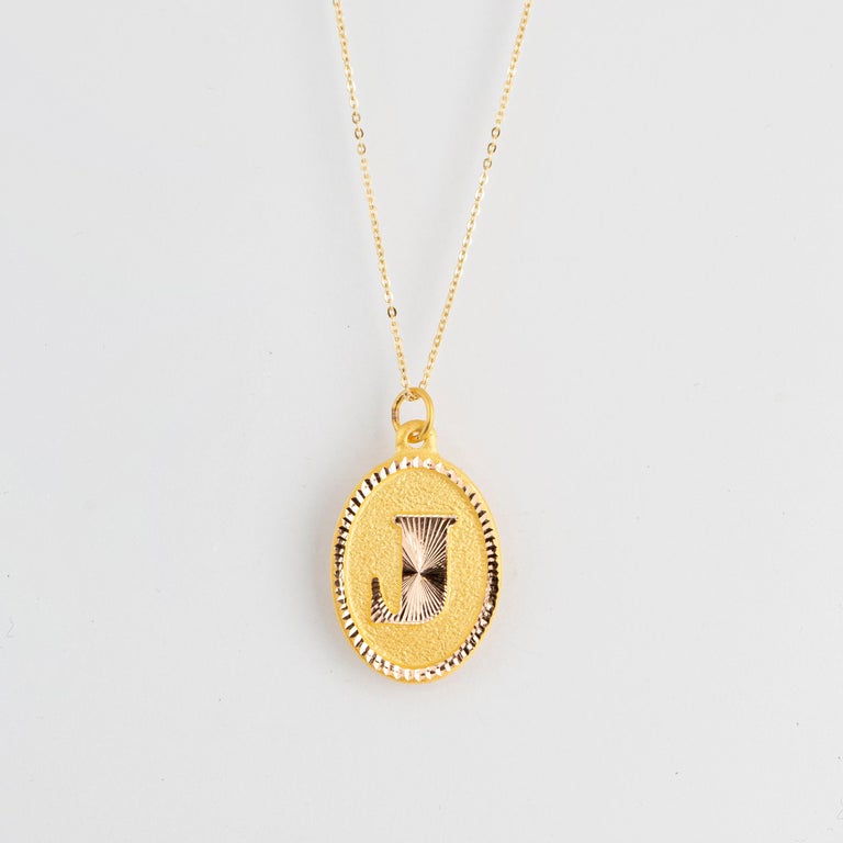 14k Gold Necklaces, Letter Necklace Models, Letter J Gold Necklace-Gift ...