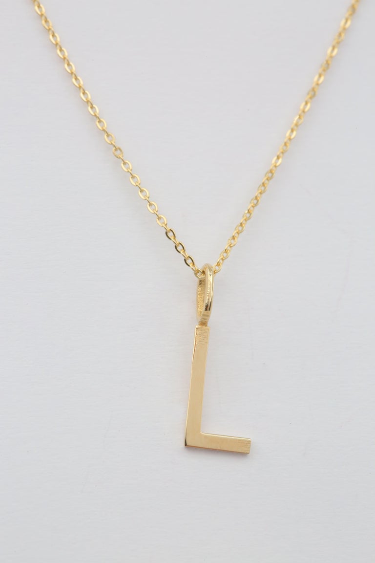 14k Gold Necklaces, Letter Necklace Models, Letter L Gold Necklace-Gift ...