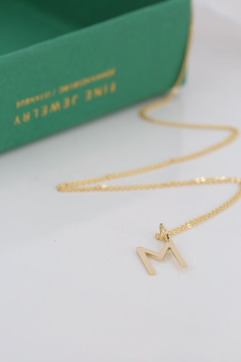 14k Gold Necklaces, Letter Necklace Models, Letter M Gold Necklace-Gift ...