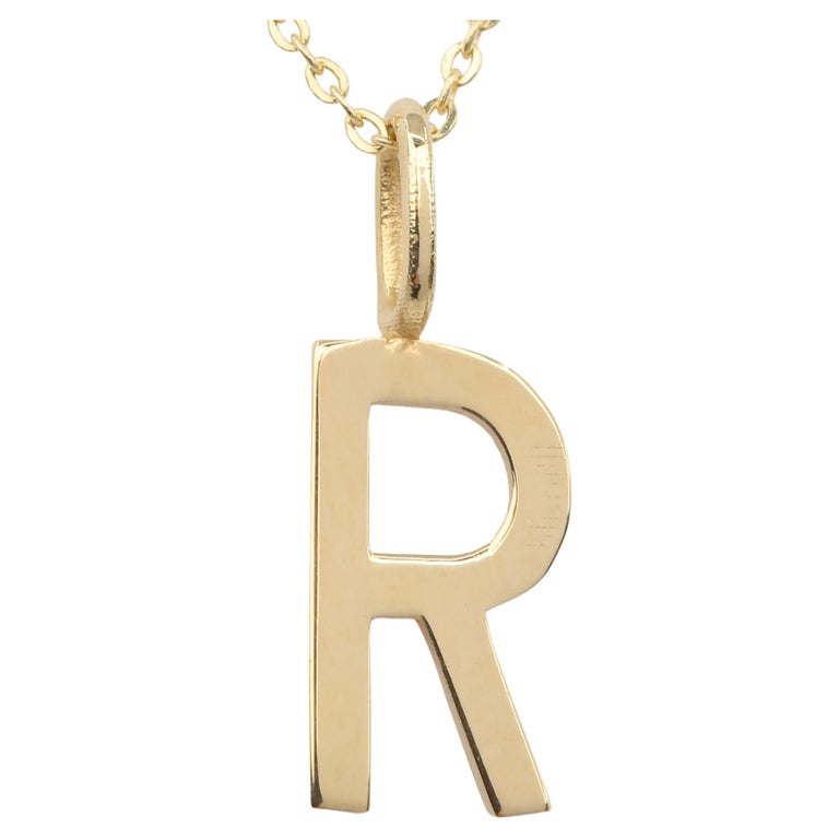 14k Gold Necklaces, Letter Necklace Models, Letter R Gold Necklace-Gift ...