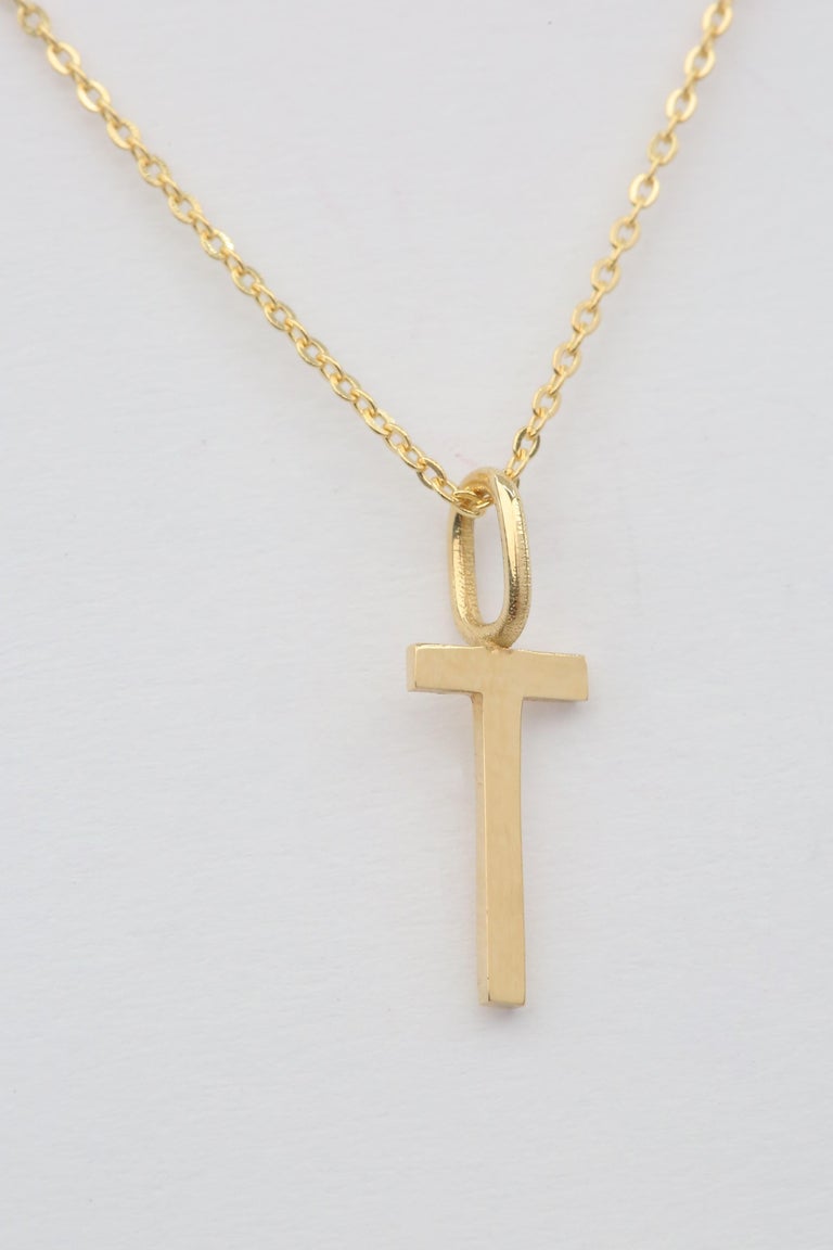 14k Gold Necklaces, Letter Necklace Models, Letter T Gold Necklace-Gift ...