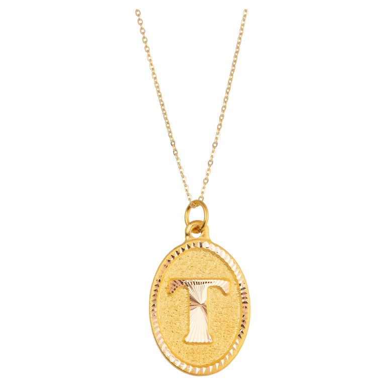 14k Gold Necklaces, Letter Necklace Models, Letter T Gold Necklace-Gift ...
