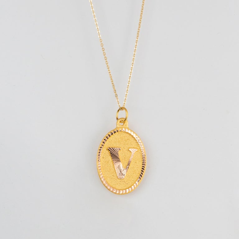 14k Gold Necklaces, Letter Necklace Models, Letter V Gold Necklace-Gift ...