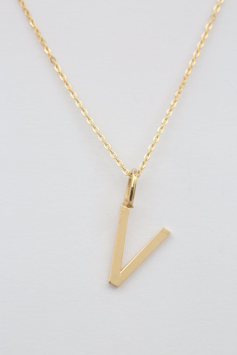 14k Gold Necklaces, Letter Necklace Models, Letter V Gold Necklace-Gift ...