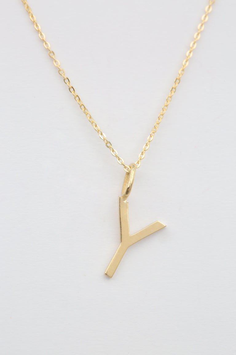 14k Gold Necklaces, Letter Necklace Models, Letter Y Gold Necklace-Gift ...