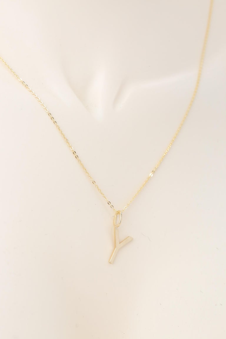 14k Gold Necklaces, Letter Necklace Models, Letter Y Gold Necklace-Gift ...