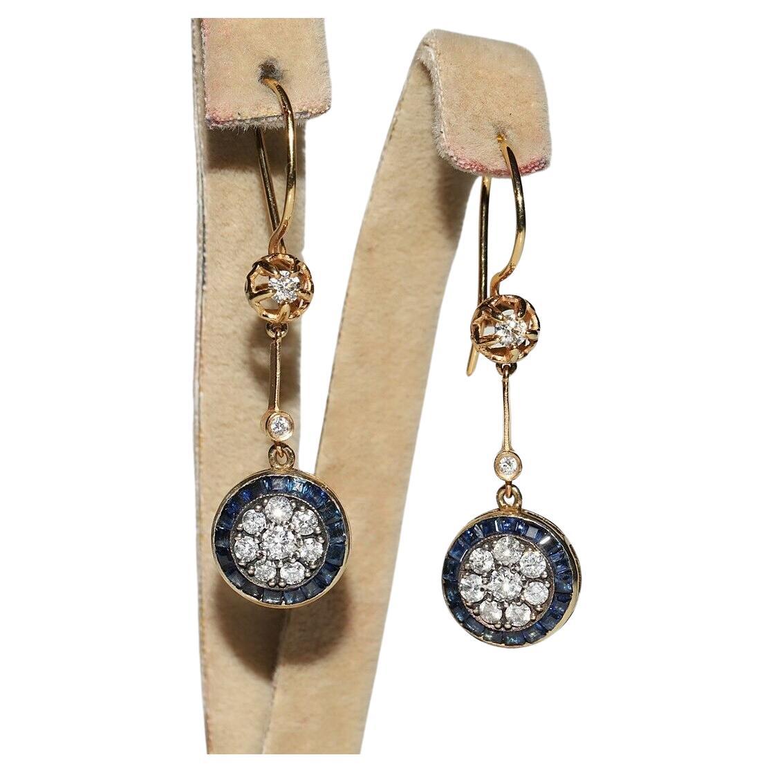 14k Gold New Made Natural Diamond And Caliber Ruby Decorated Earring ...