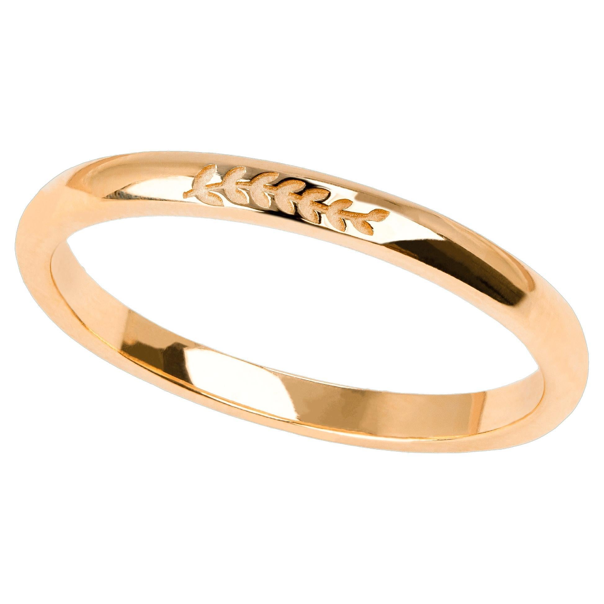 14K Gold Olive Botanical Wedding Ring – Elegant Floral Design in the ...
