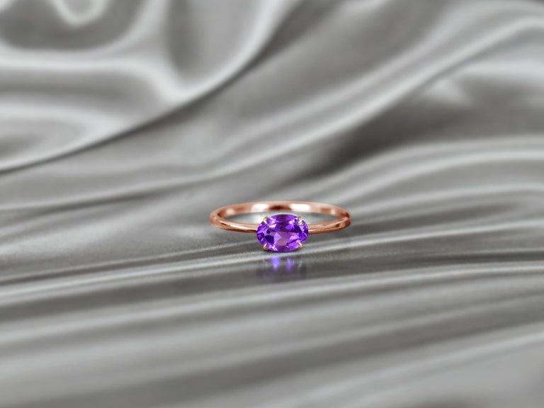 Customizable 14k Gold Oval Gemstone 5.2x7 mm Oval Gemstone Ring Oval ...