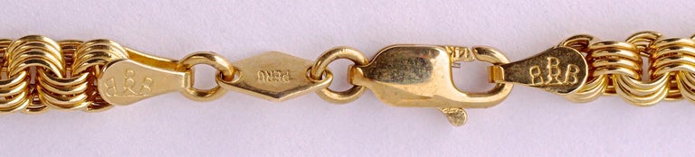 14K Gold Peru BBB 20 inch Hoop Link Chain Necklace For Sale at 1stDibs