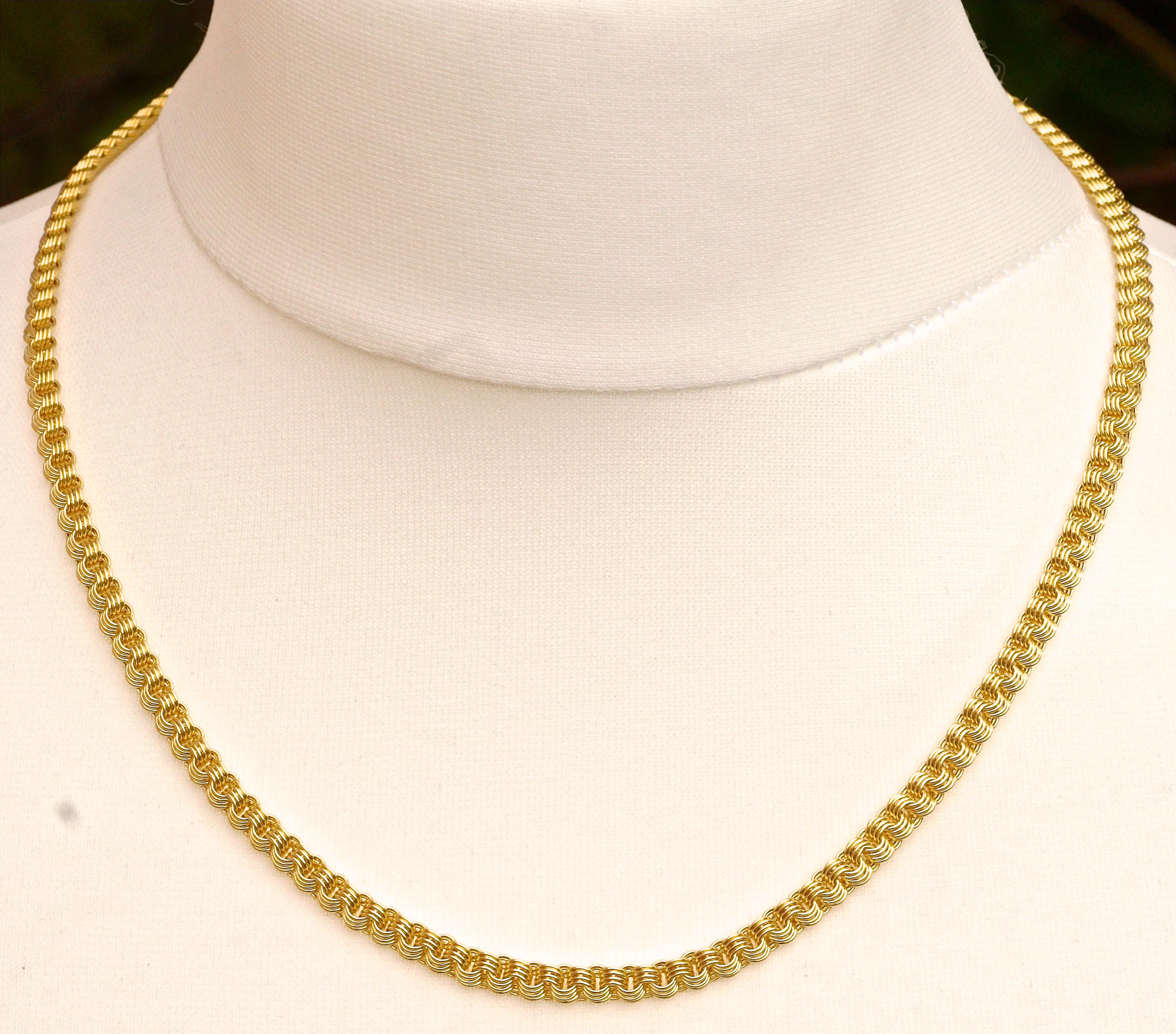 14K Gold Peru BBB Hoop Link Chain Lightweight Necklace at 1stDibs | bbb ...