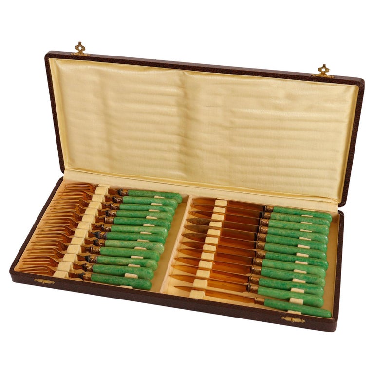 14k Gold Plate Fish Knives and Forks, Set of 24 For Sale at 1stDibs