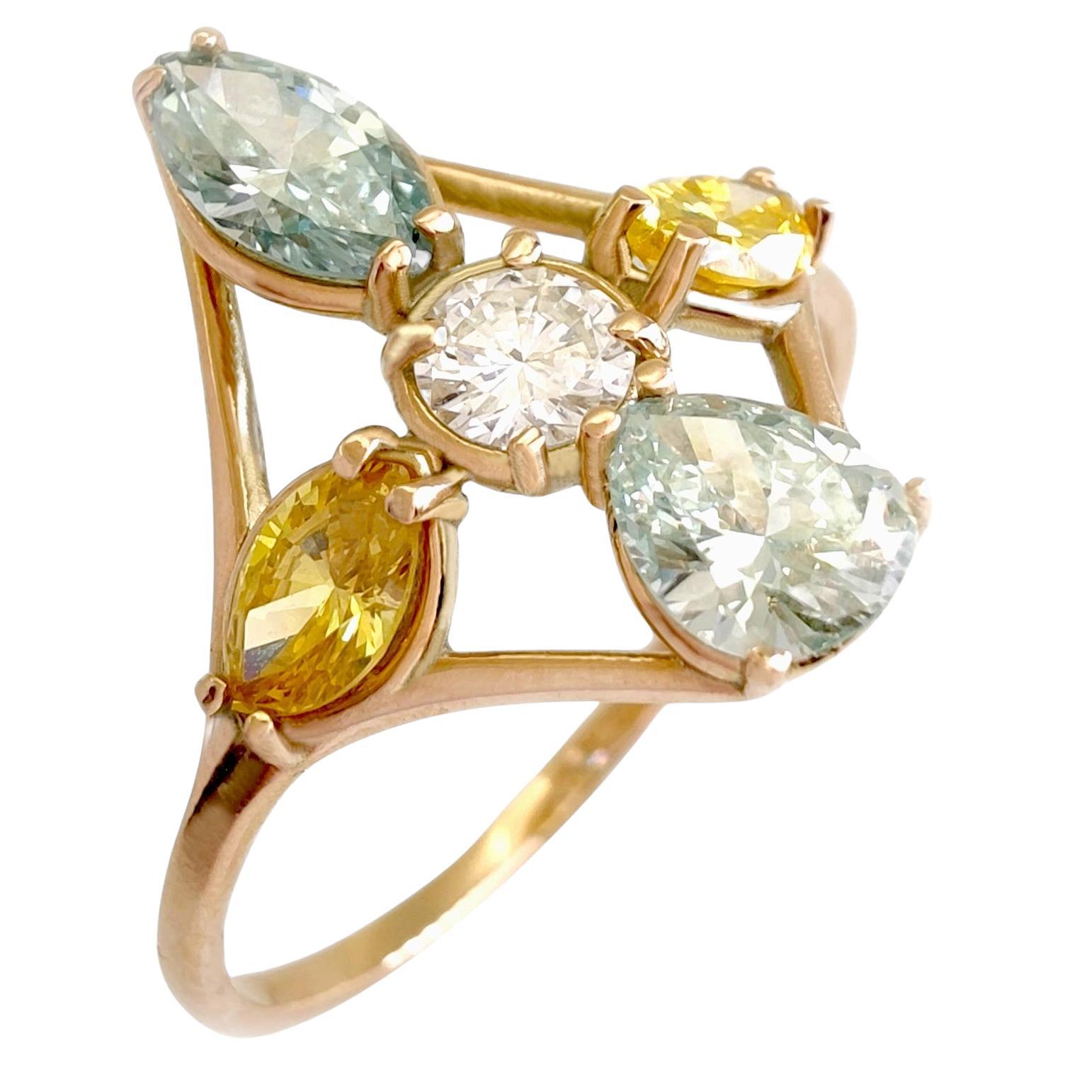 Aquamarine Diamond Ring 18K Gold Oval - Resizable Engagement Gift for ...