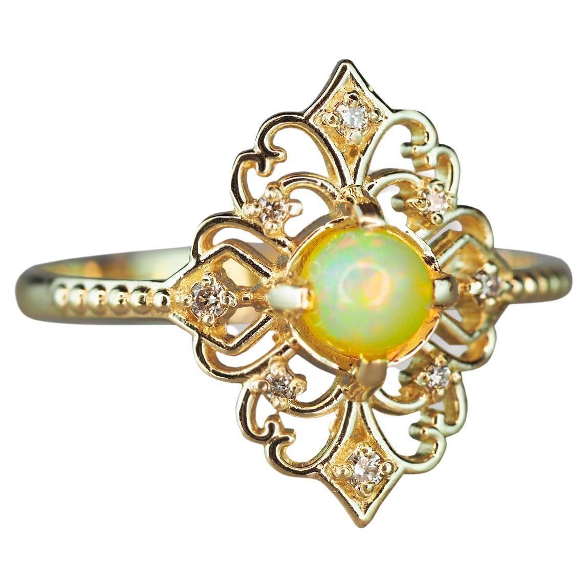 Carolyn Tyler Provence Opal and Granualted Gold Flower Ring For Sale at ...