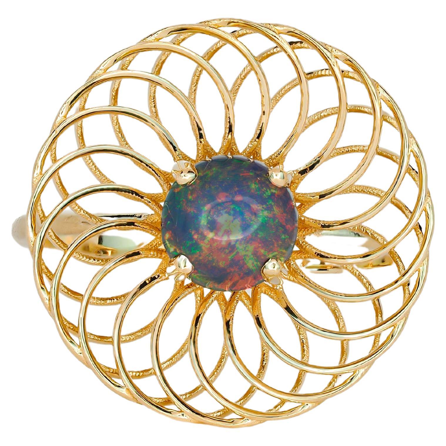Victorian Revival Opal 14 Karat Gold Ring For Sale at 1stDibs