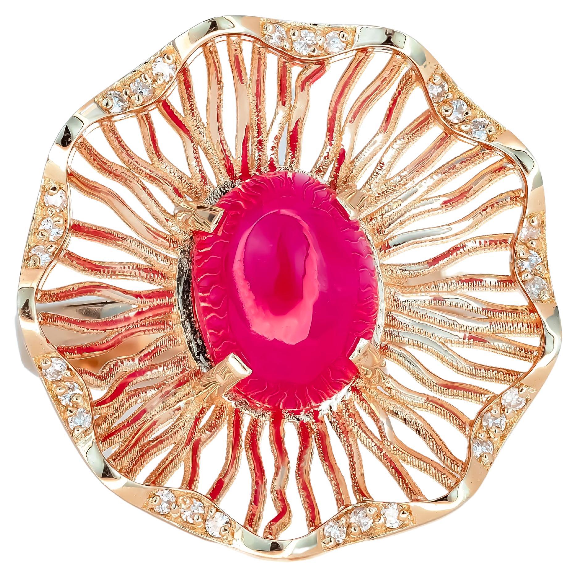 14 Karat Yellow Gold Genuine Ruby And Diamond Ring For Sale At 1stDibs 14 Karat Yellow Gold Genuine Ruby And Diamond Ring For Sale At 1stDibs