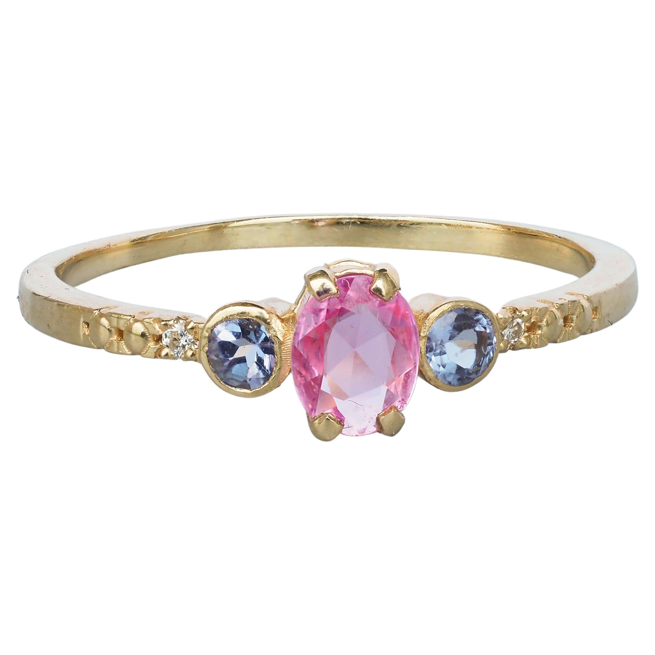 Customizable 14k Gold Ring with Tanzanites For Sale at 1stDibs