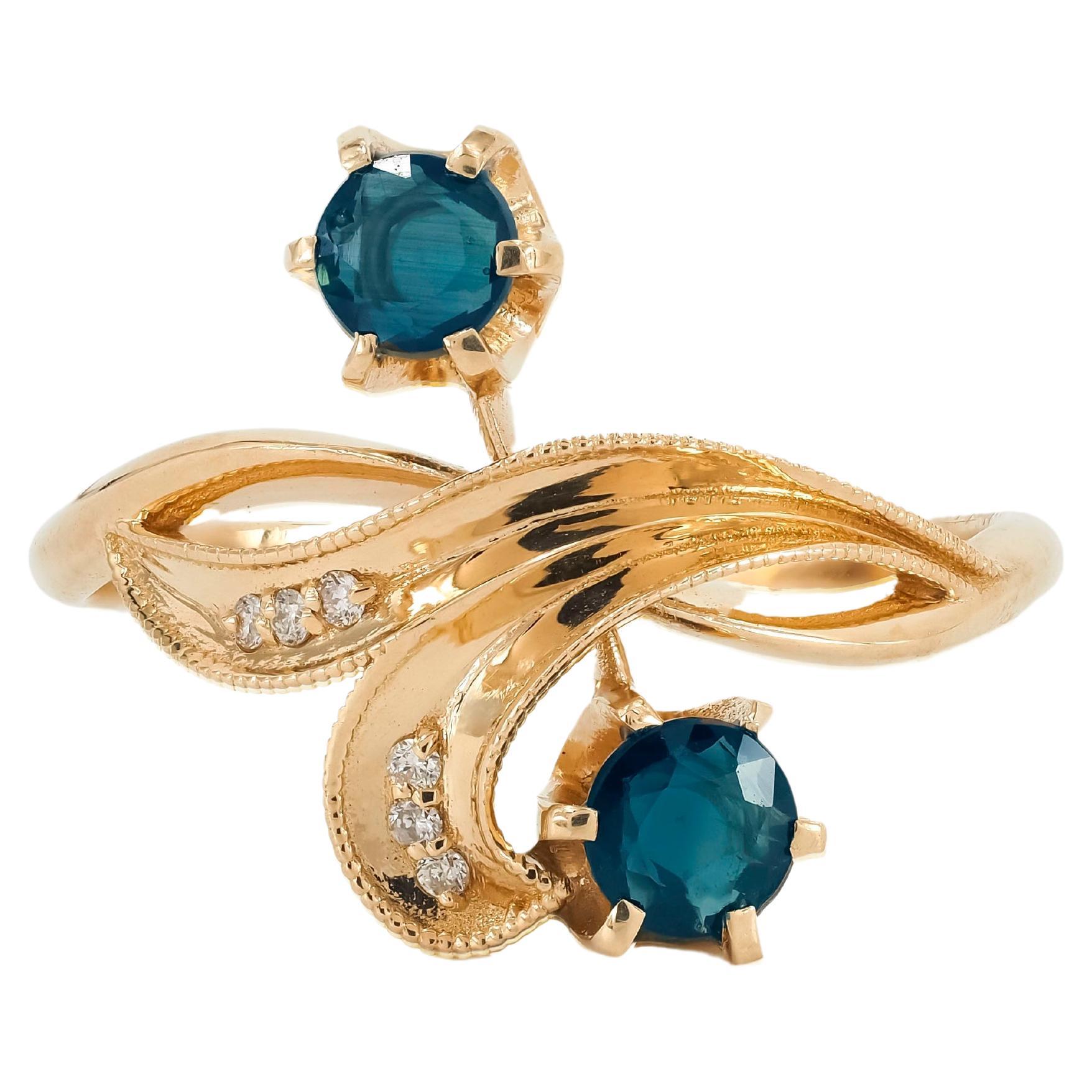 14k Gold Ring with Pink Sapphire and Diamonds For Sale at 1stDibs