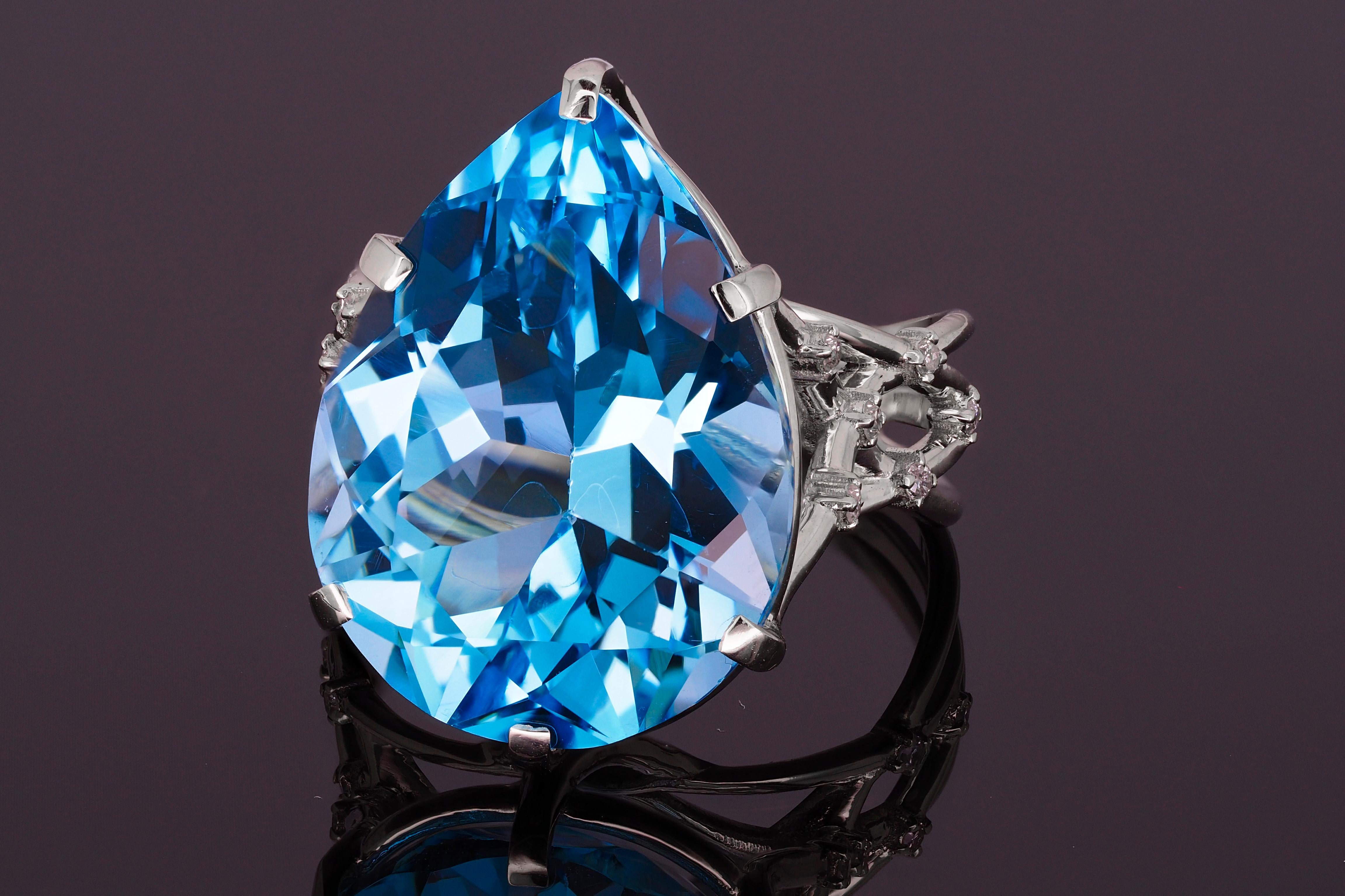 Customizable Topaz and diamonds 14k gold ring For Sale at 1stDibs