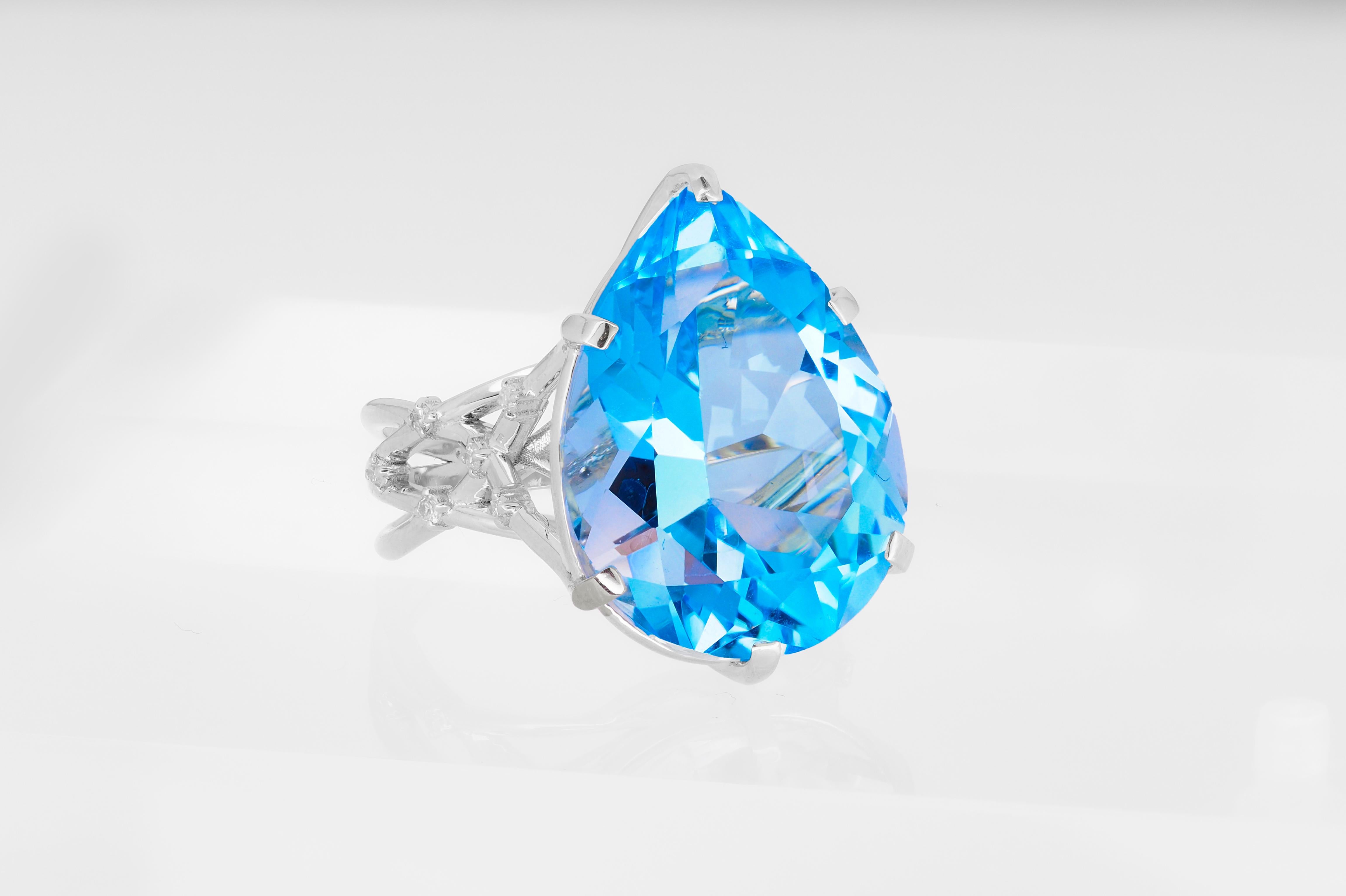 Customizable Topaz and diamonds 14k gold ring For Sale at 1stDibs