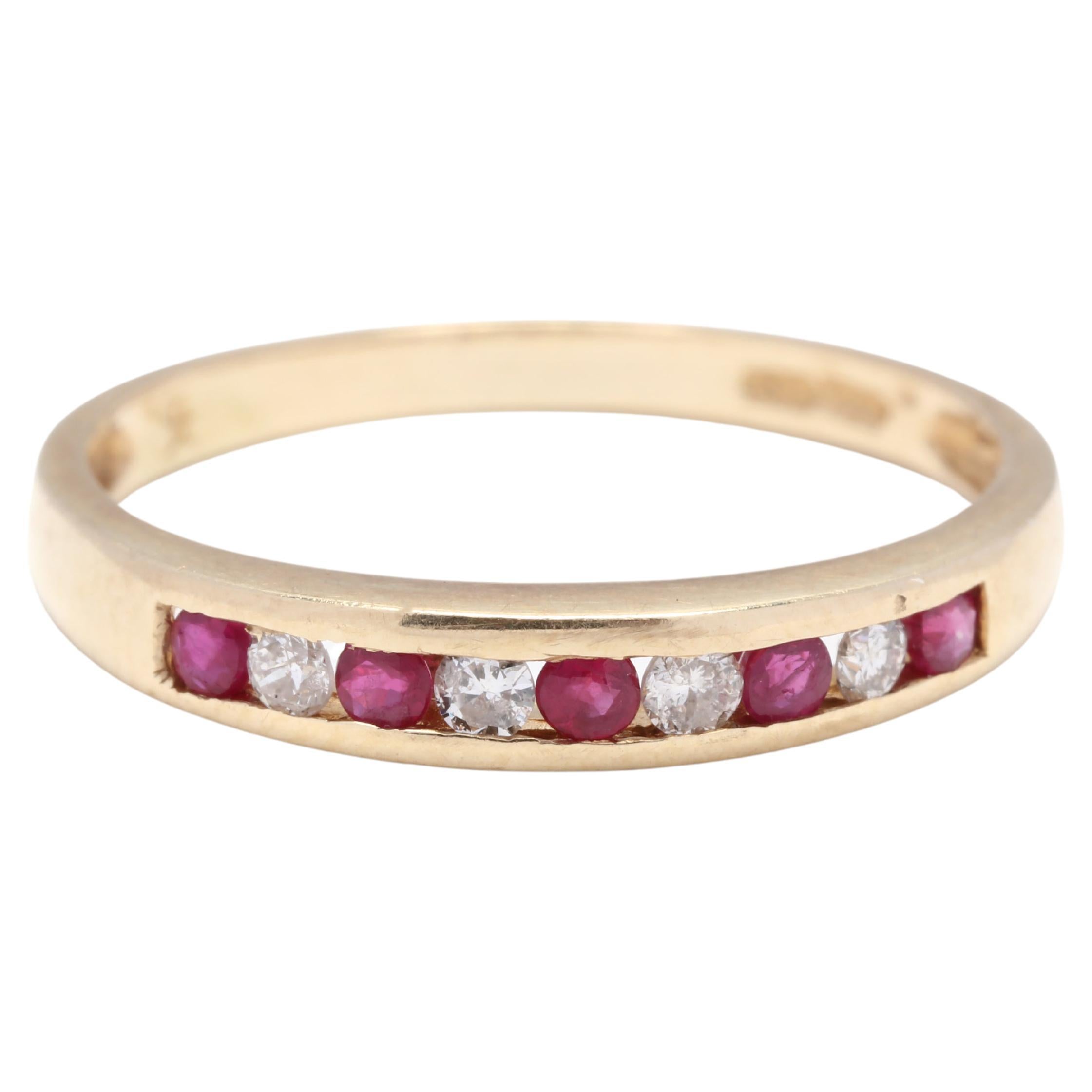 Customizable 0.87 Carat Natural Ruby and Diamond Ring Band 14K Yellow ...