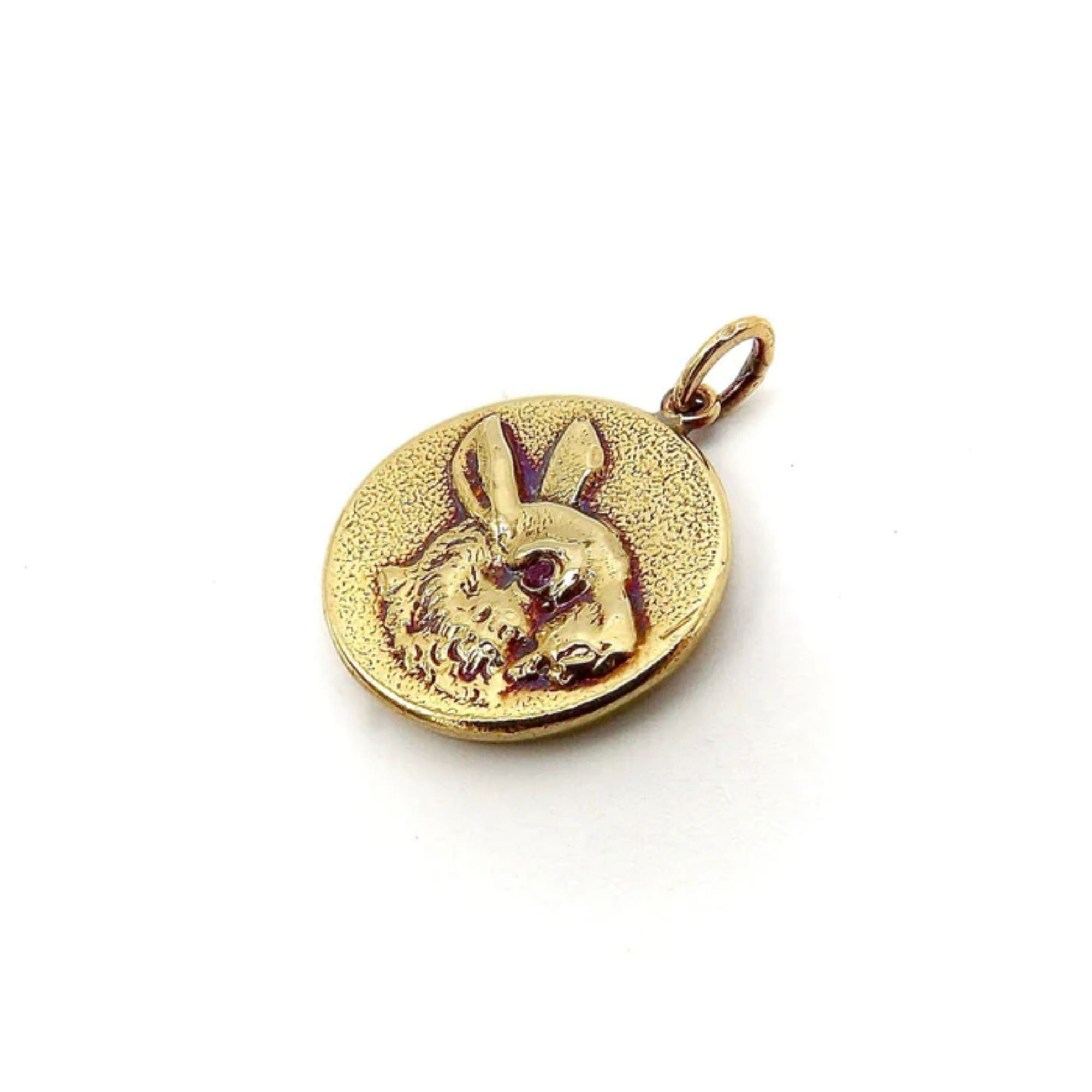 14k Gold and Ruby Victorian Inspired Signature Rabbit Pendant-Charm For ...