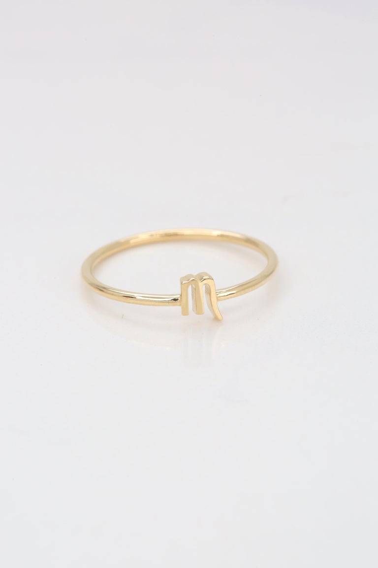 Customizable 14K Gold Scorpio Ring, Scorpio Sign Gold Ring For Sale at ...