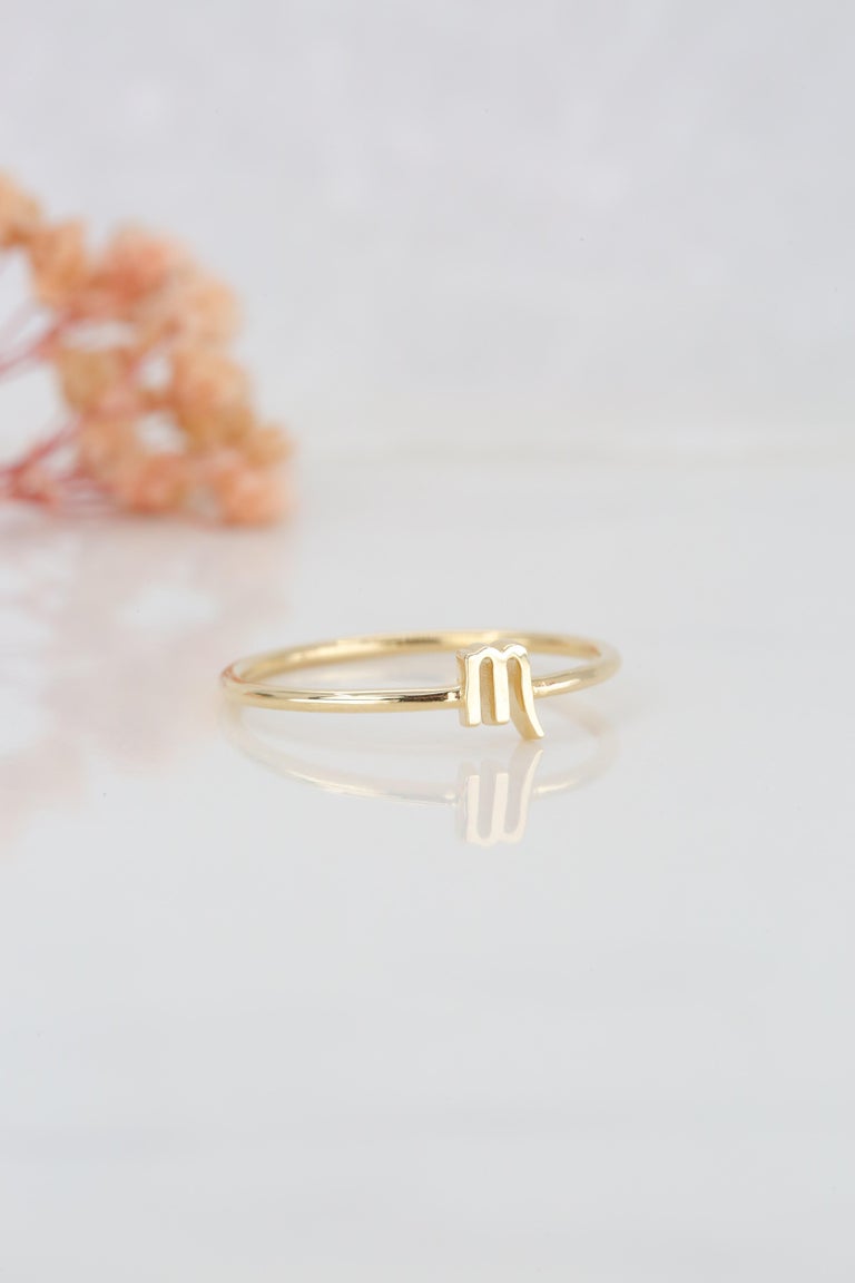 Customizable 14K Gold Scorpio Ring, Scorpio Sign Gold Ring For Sale at ...