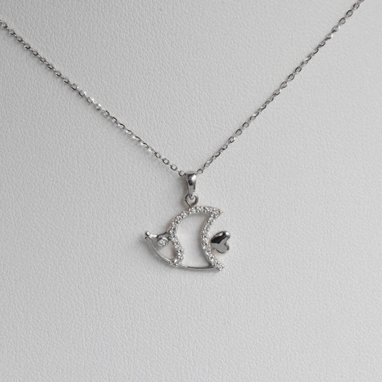 14k Gold Sea Life Necklace Diamond Fish Necklace Ocean Fish Necklace ...