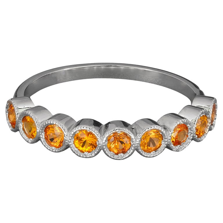 14k Gold Semi Eternity Ring with Natural Sapphires For Sale at 1stDibs