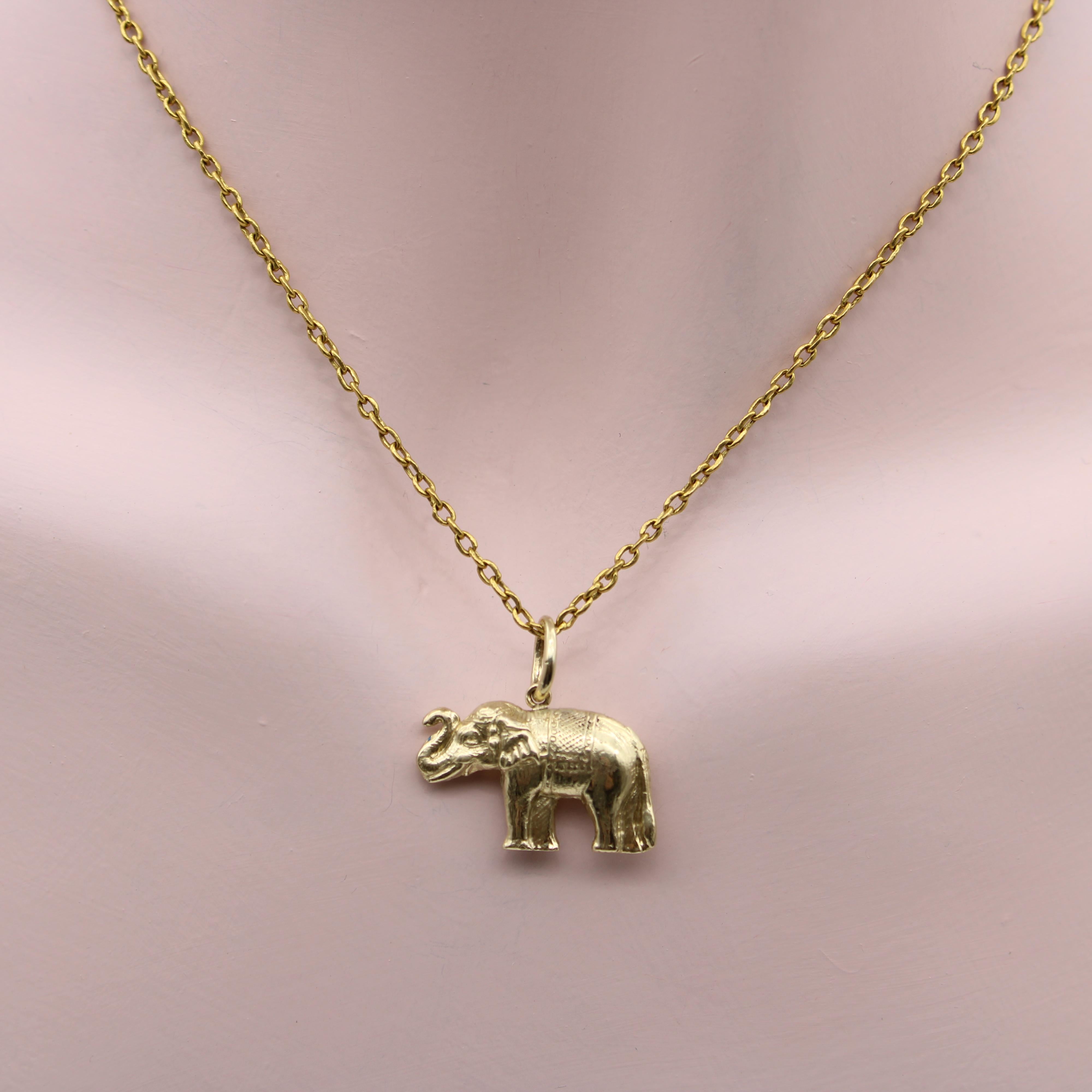 14K Gold Signature Elephant Pendant or Charm at 1stDibs | solid gold ...