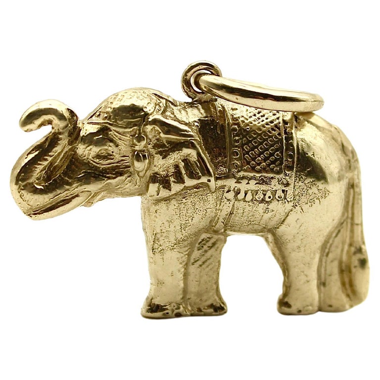 14K Gold Signature Elephant Pendant or Charm For Sale at 1stDibs