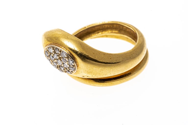 14k Gold Single Coiled Serpent Ring with Pave Set Diamond Head at 1stDibs
