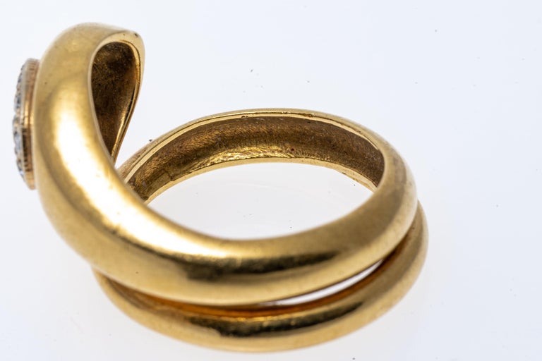 14k Gold Single Coiled Serpent Ring with Pave Set Diamond Head at 1stDibs