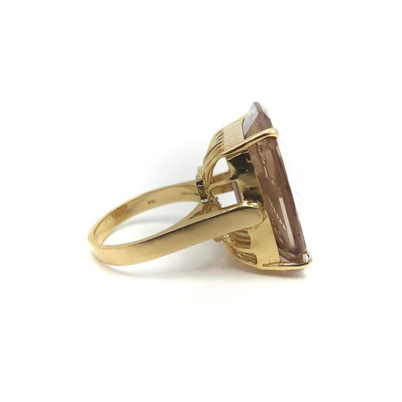 14K Gold Smoky Quartz Intaglio Signet Ring For Sale at 1stDibs