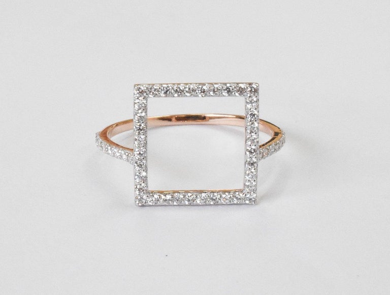 Customizable 14K Gold Square Shape Gold Diamond Ring Geometric Shape ...