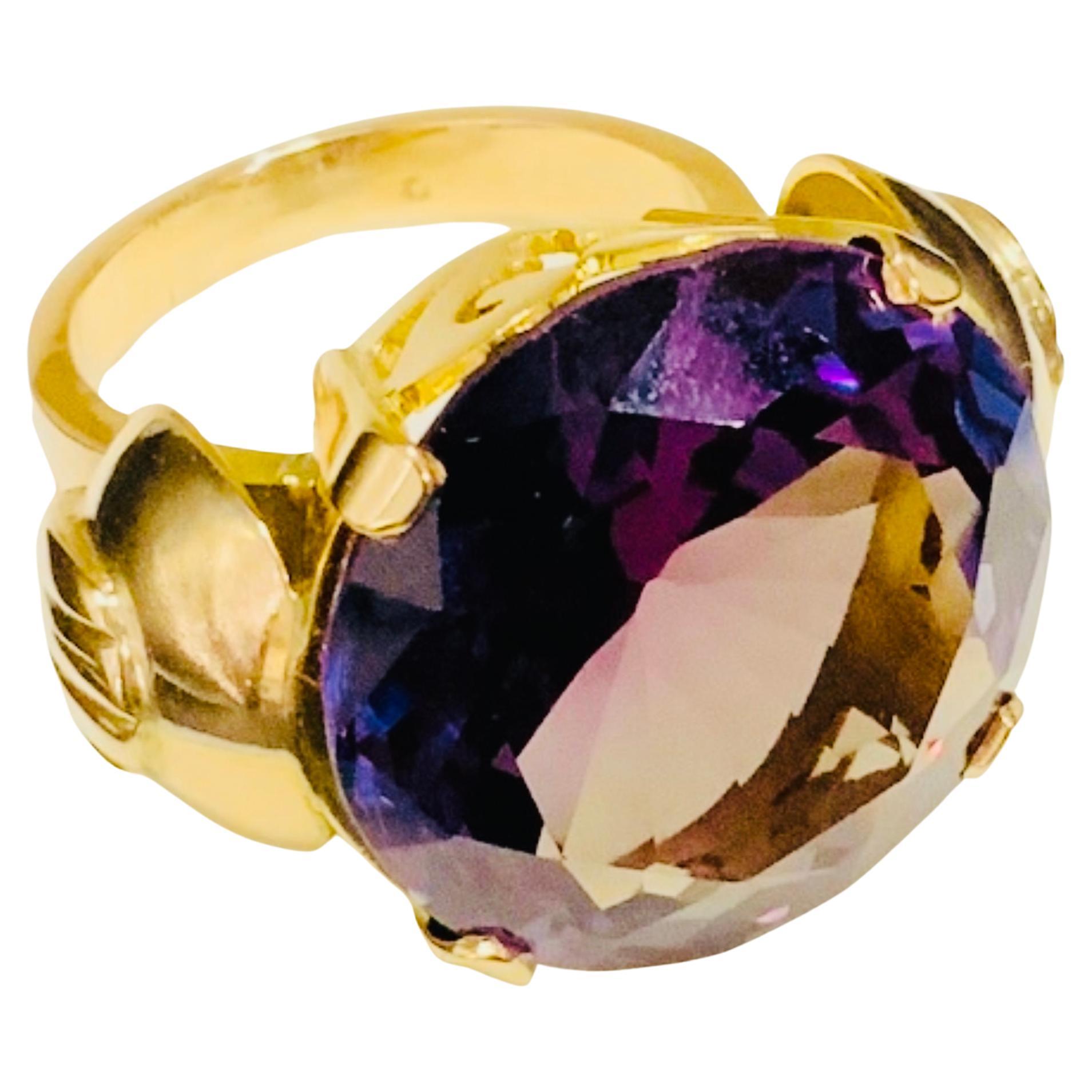 14K Gold Synthetic Alexandrite Cocktail Ring For Sale at 1stDibs
